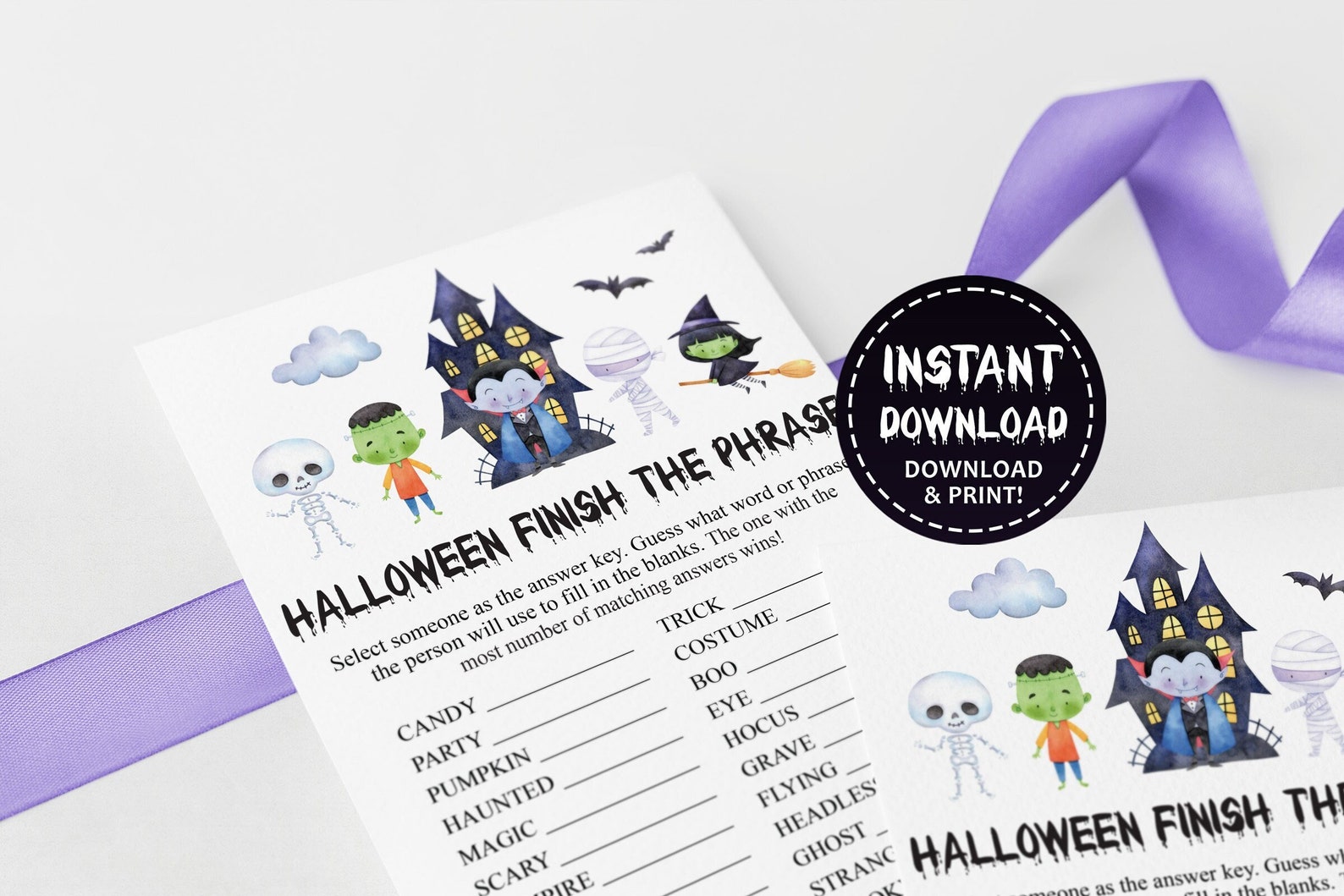 Halloween Finish The Phrase Finish My Phrase Halloween | Etsy