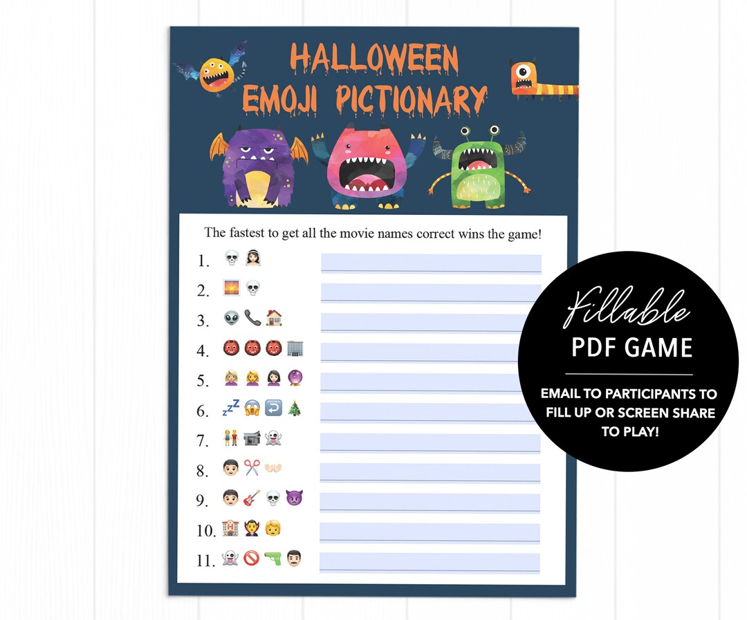 Halloween Movie Emoji Pictionary, Virtual Halloween Games, Family ...