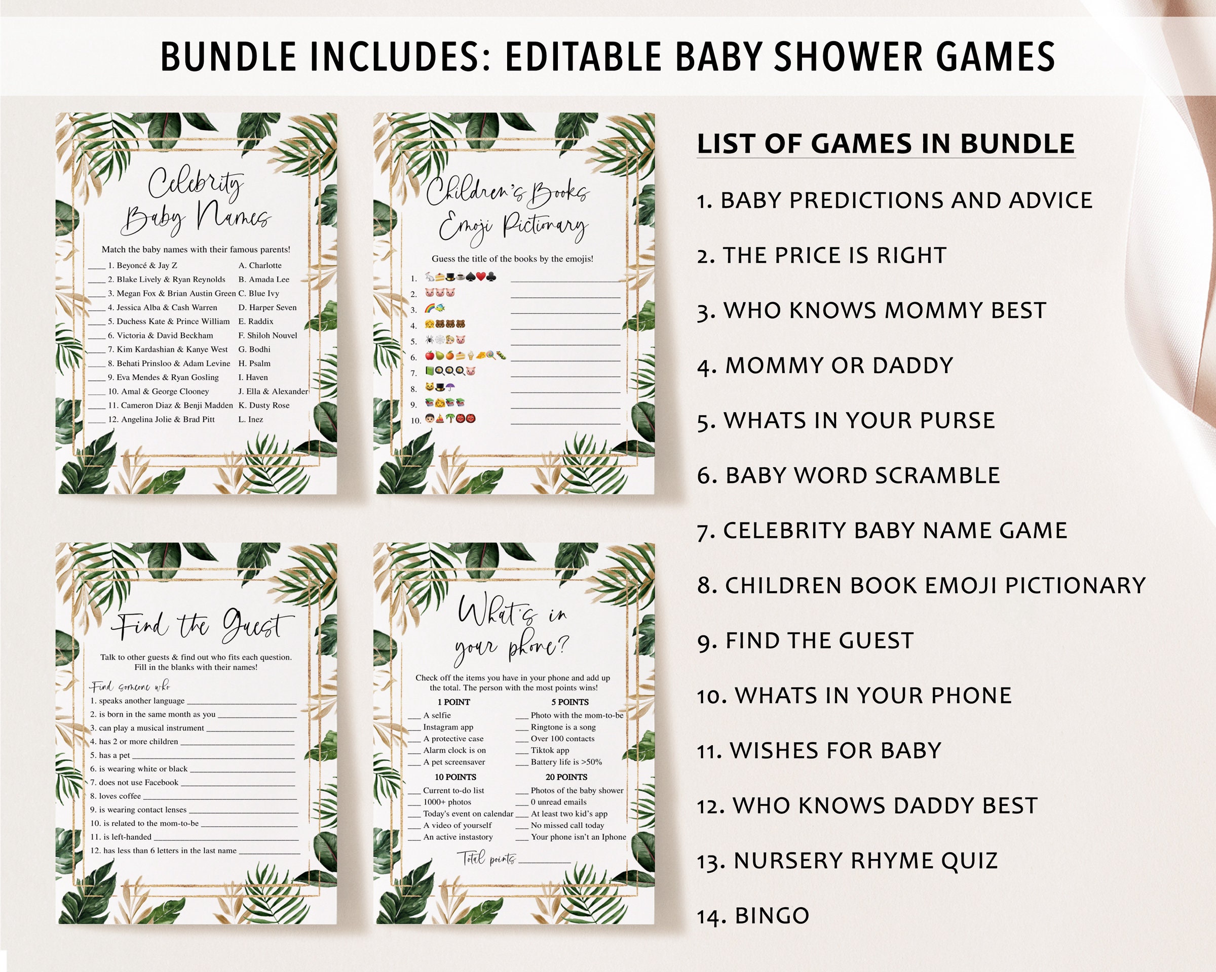 14 Tropical Baby Shower Games Safari Baby Shower Games - Etsy