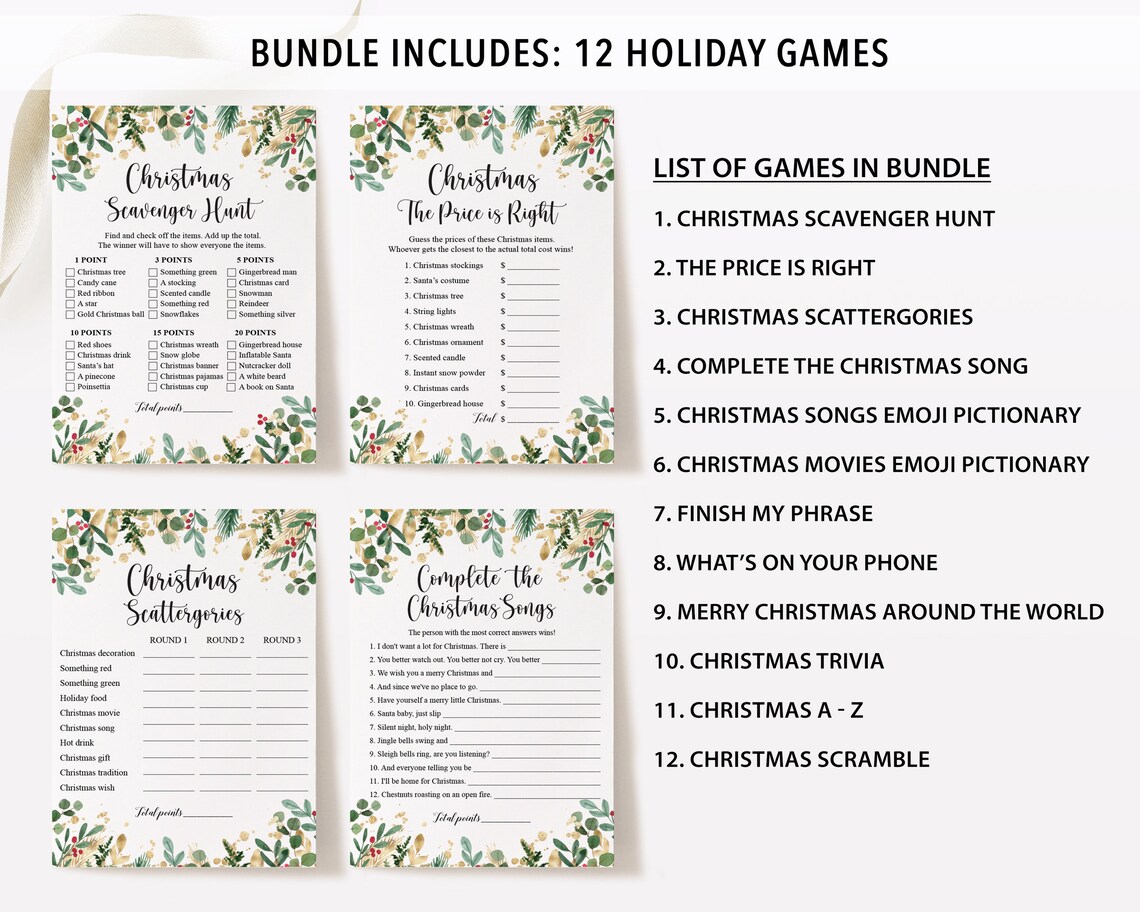 12 Christmas Games Bundle Christmas Games Family Christmas - Etsy