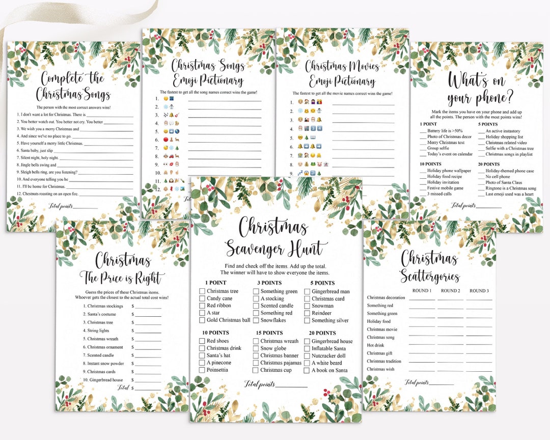 12 Christmas Games Bundle, Christmas Games, Family Christmas Games ...