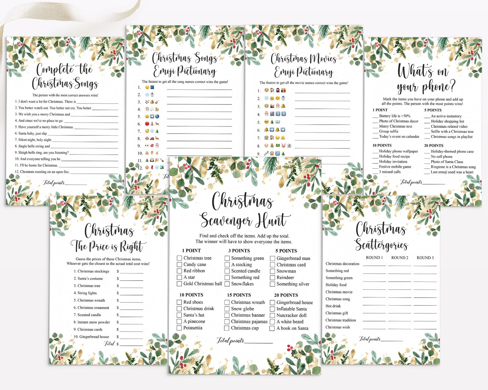 12 Christmas Games Bundle Christmas Games Family Christmas - Etsy