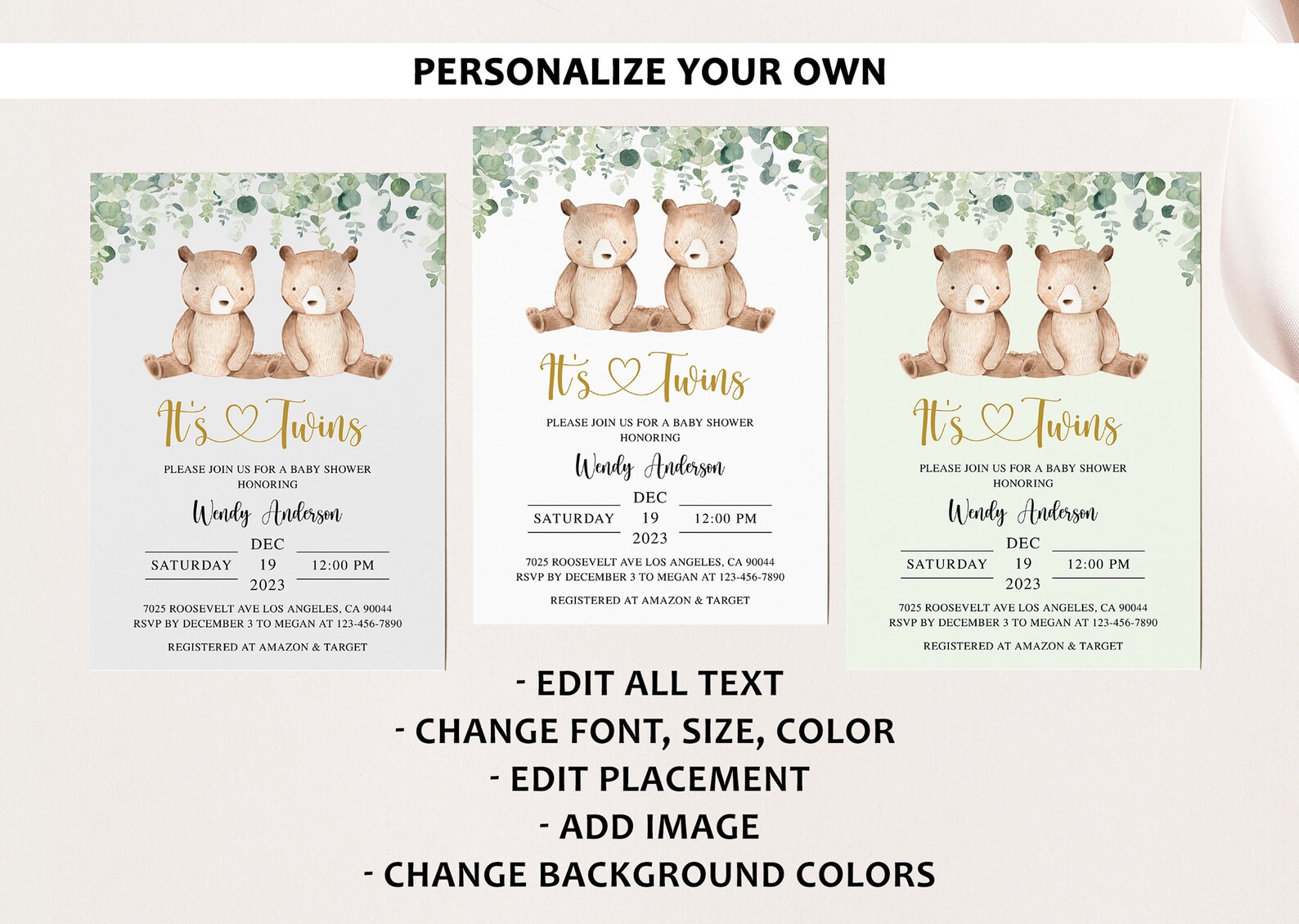 Twins Baby Shower Invitation Twins Baby Shower Invite Twin - Etsy