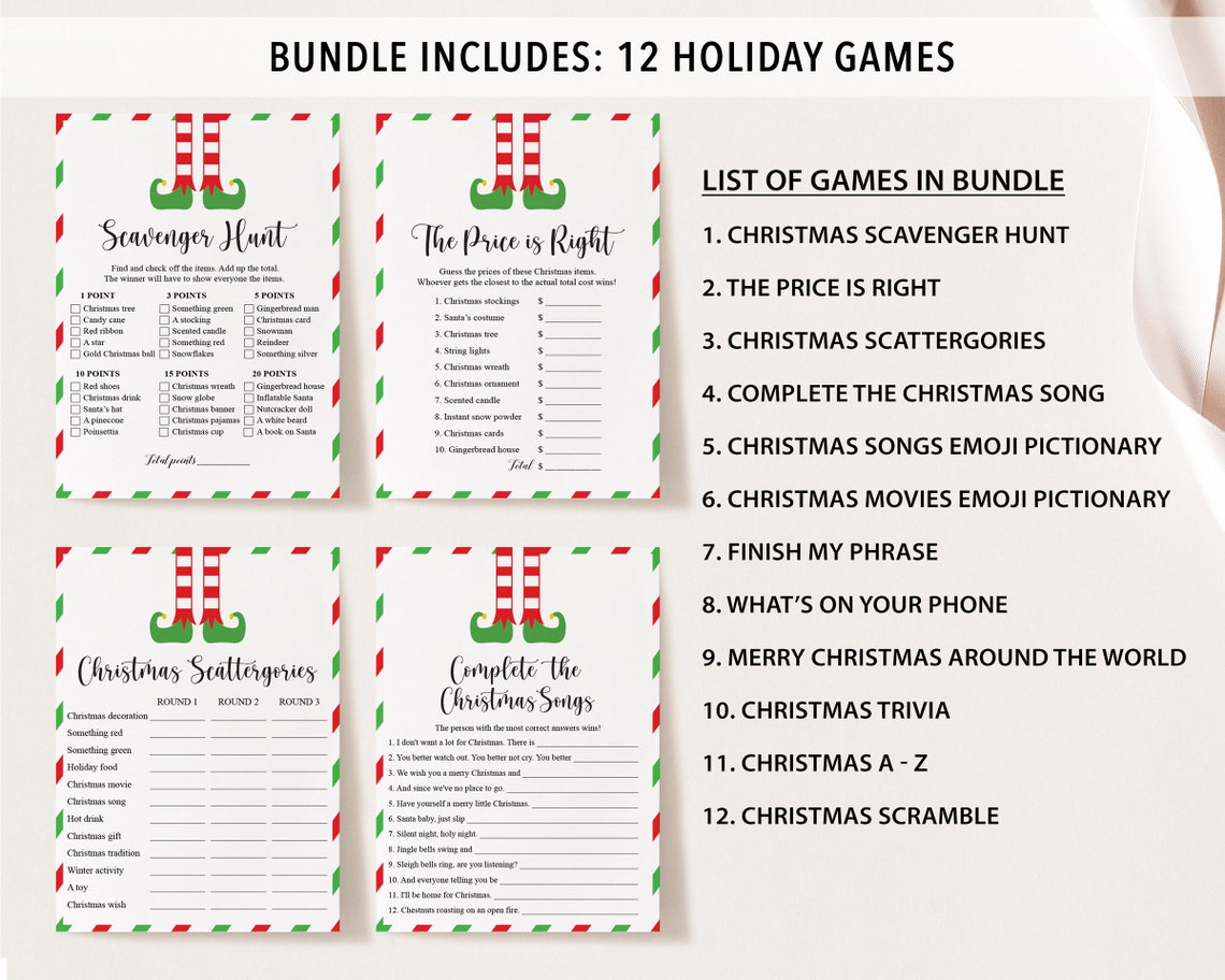 12 Christmas Games Bundle Christmas Games Family Christmas - Etsy