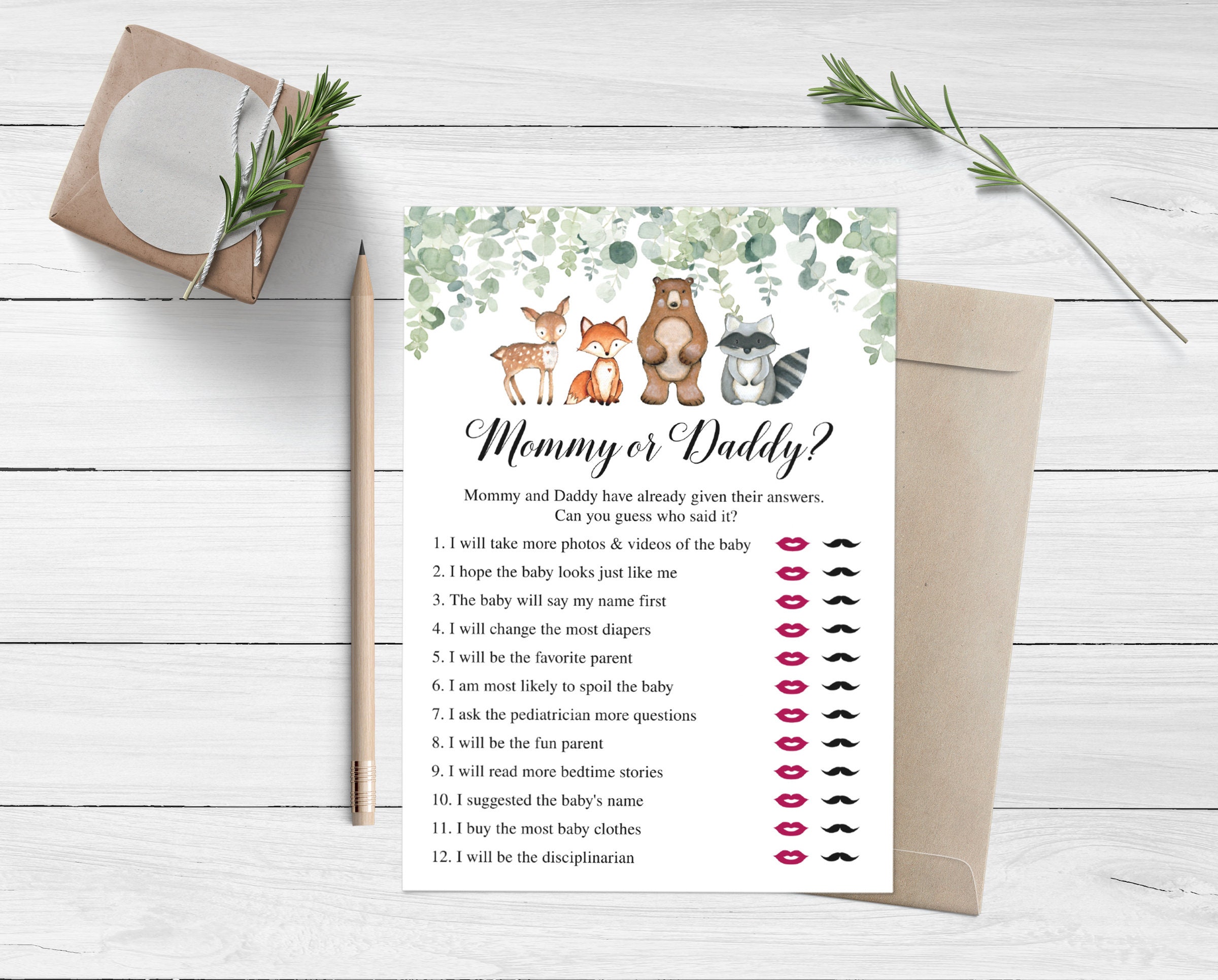 14 Woodland Baby Shower Games Animal Baby Shower Games - Etsy