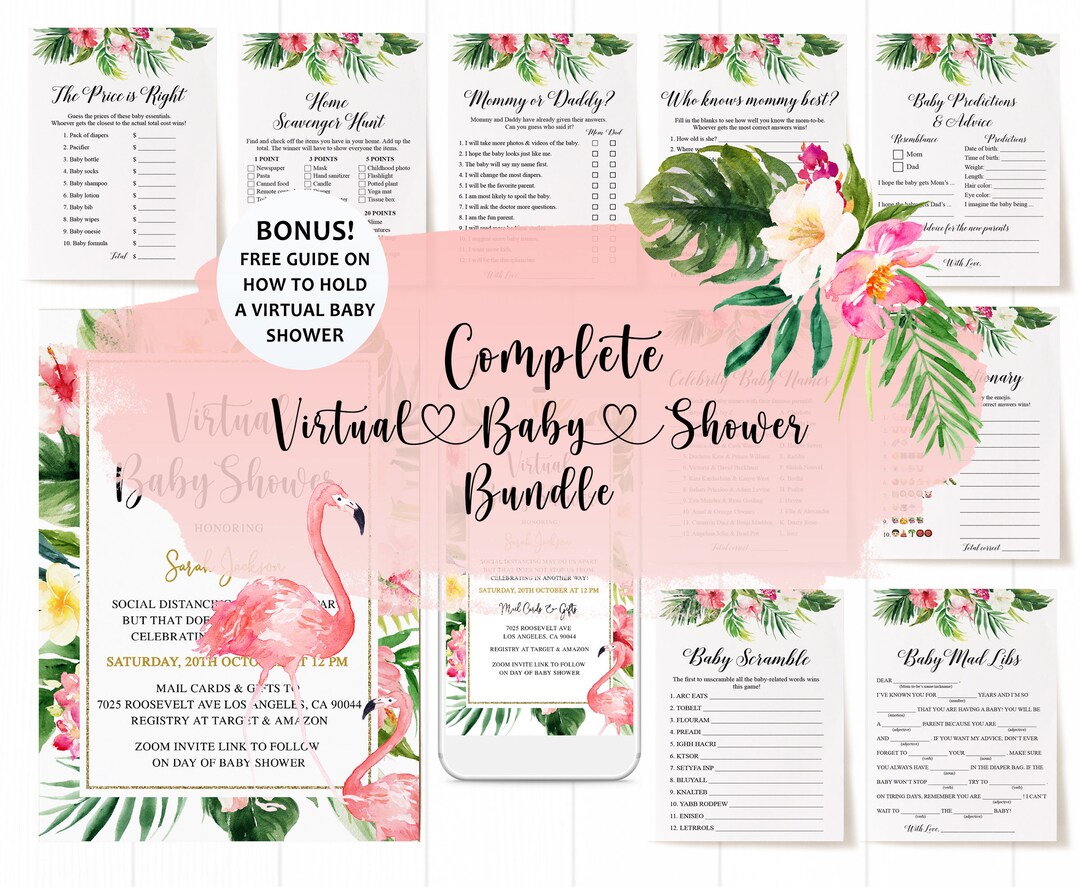 Virtual Baby Shower Full Bundle, Virtual Baby Shower Invitation ...