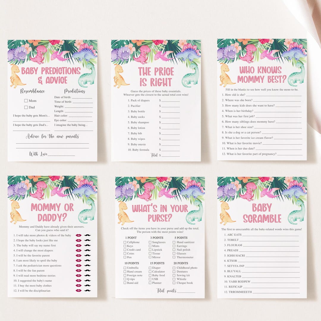 14 Girl Dinosaur Baby Shower Games, Girl Dino Baby Shower Games ...