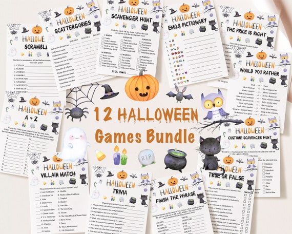 12 Halloween Games Bundle Halloween Party Games Halloween - Etsy