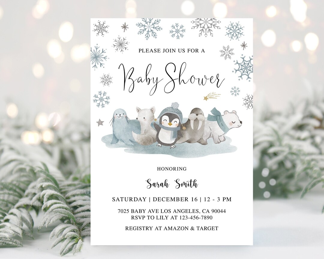Winter Woodland Baby Shower Invitation Winter Baby Shower Invite ...