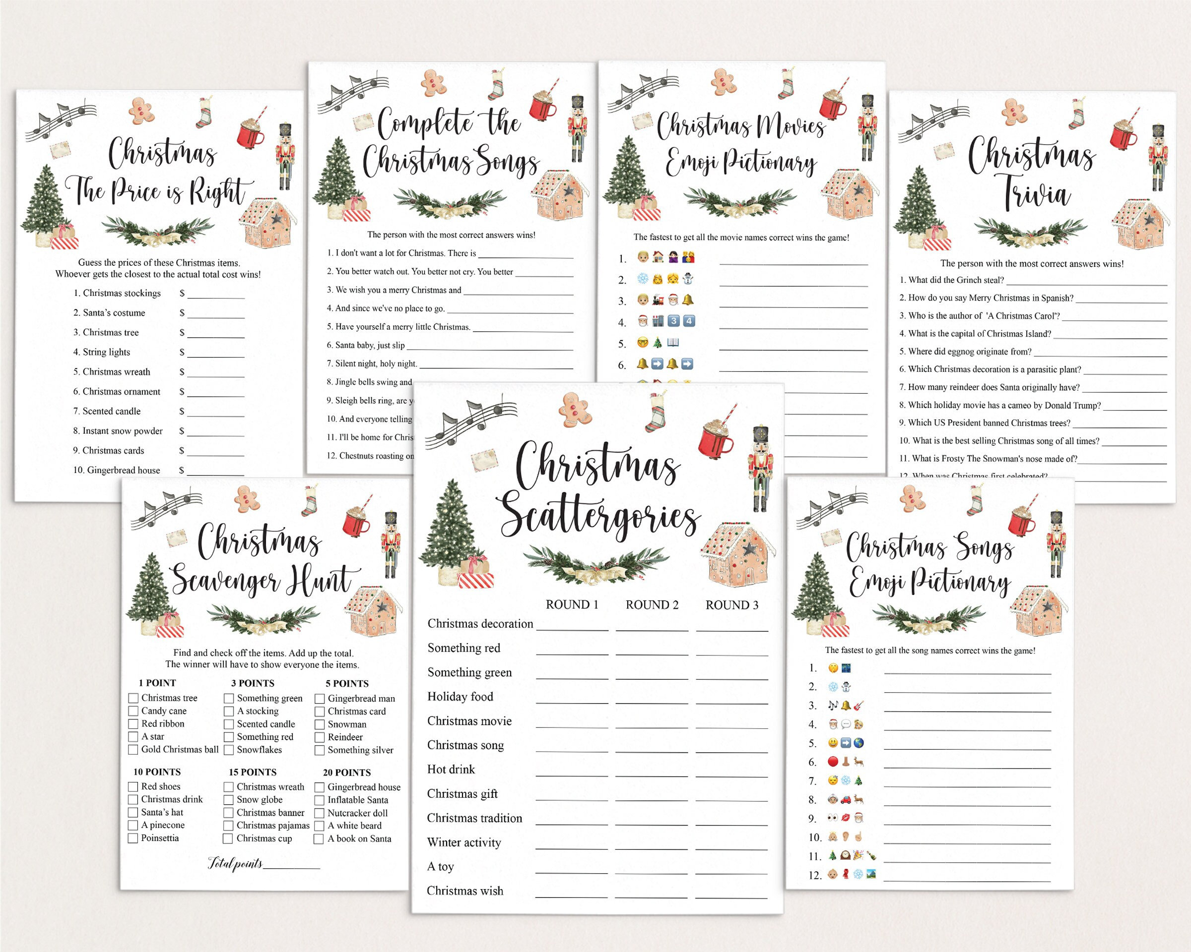 12 Christmas Games Bundle Christmas Games Family Christmas | Etsy