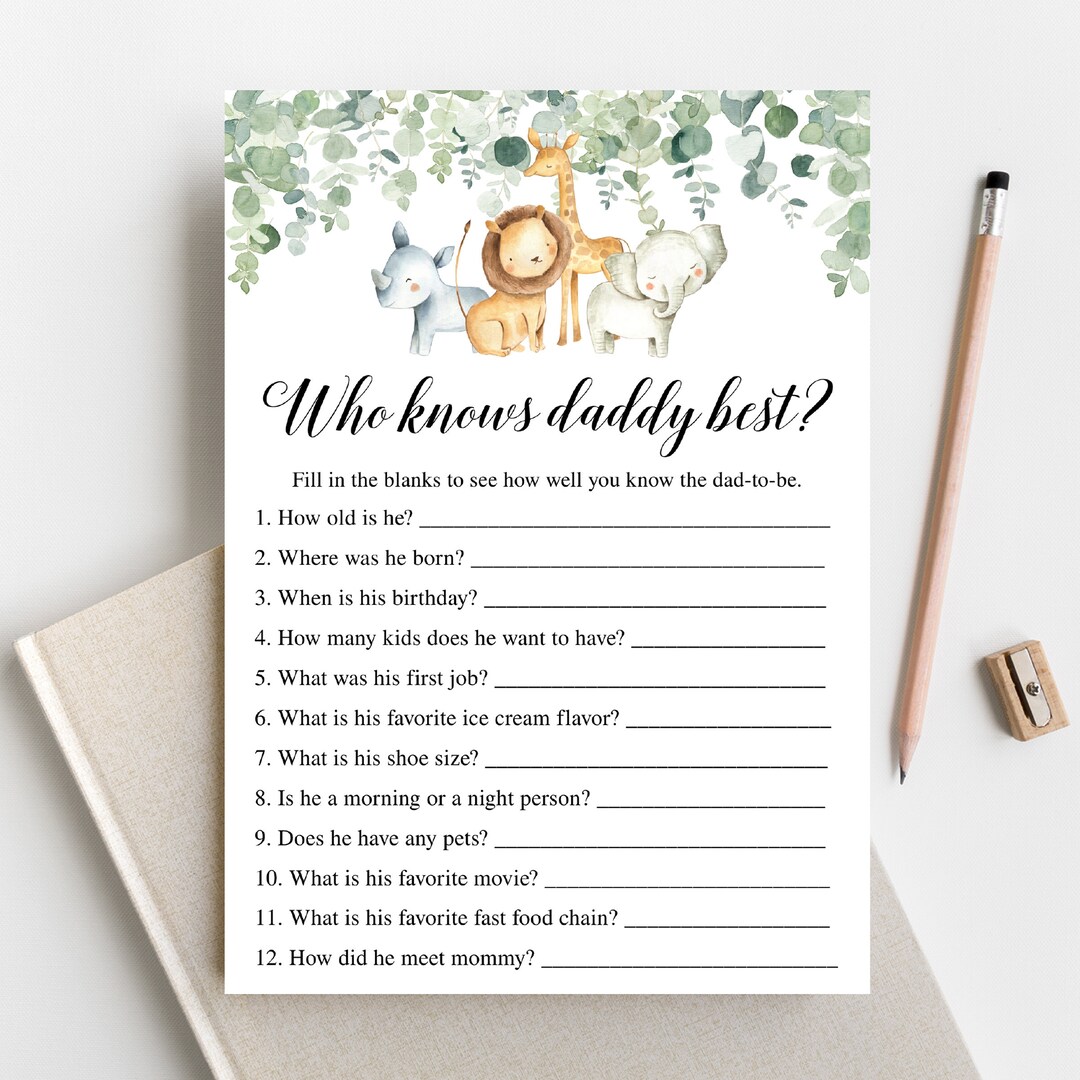 Editable Who Knows Daddy Best, Who Knows Daddy Best Baby Shower Game ...