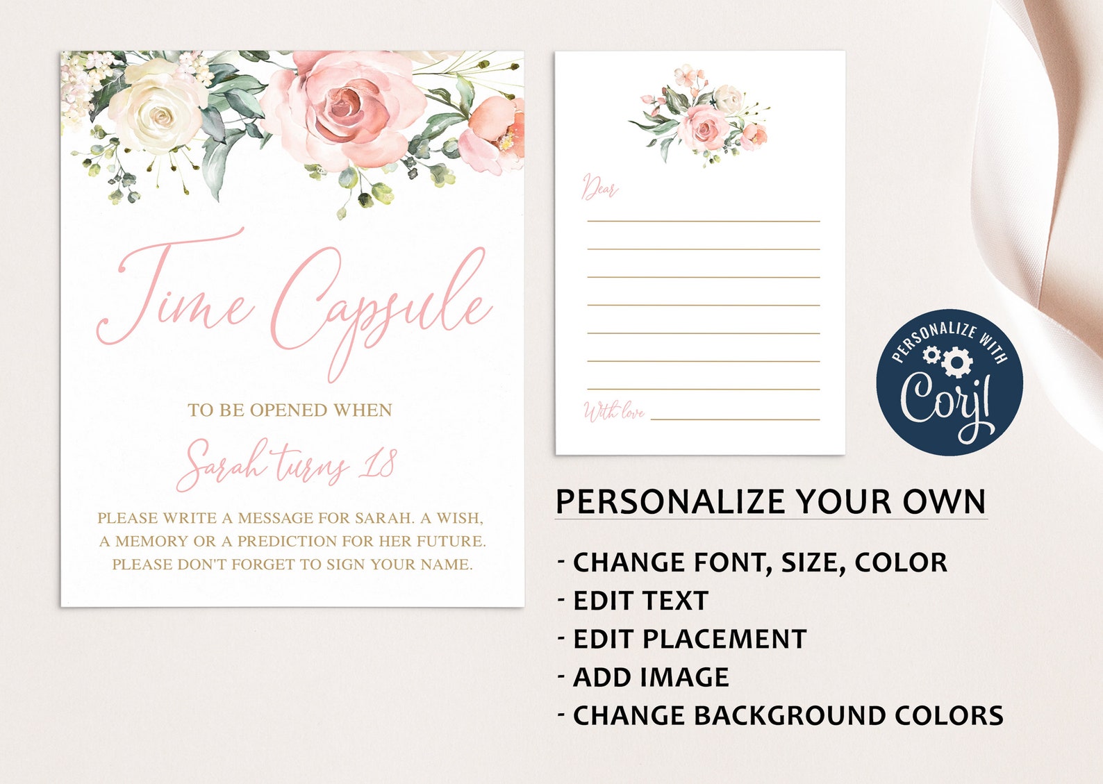 Editable Time Capsule Sign Floral Time Capsule Sign Time - Etsy