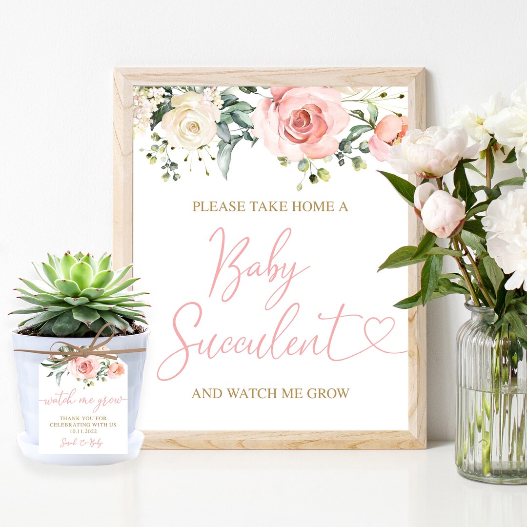 Baby Succulent Sign & Tags, Succulent Baby Shower Sign, Baby Succulent ...