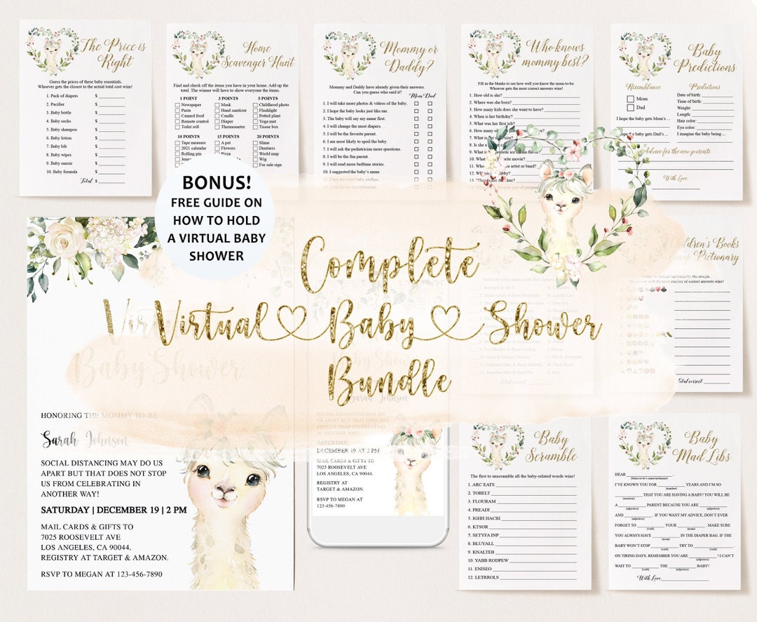 Virtual Baby Shower Full Bundle, Virtual Baby Shower Invitation ...