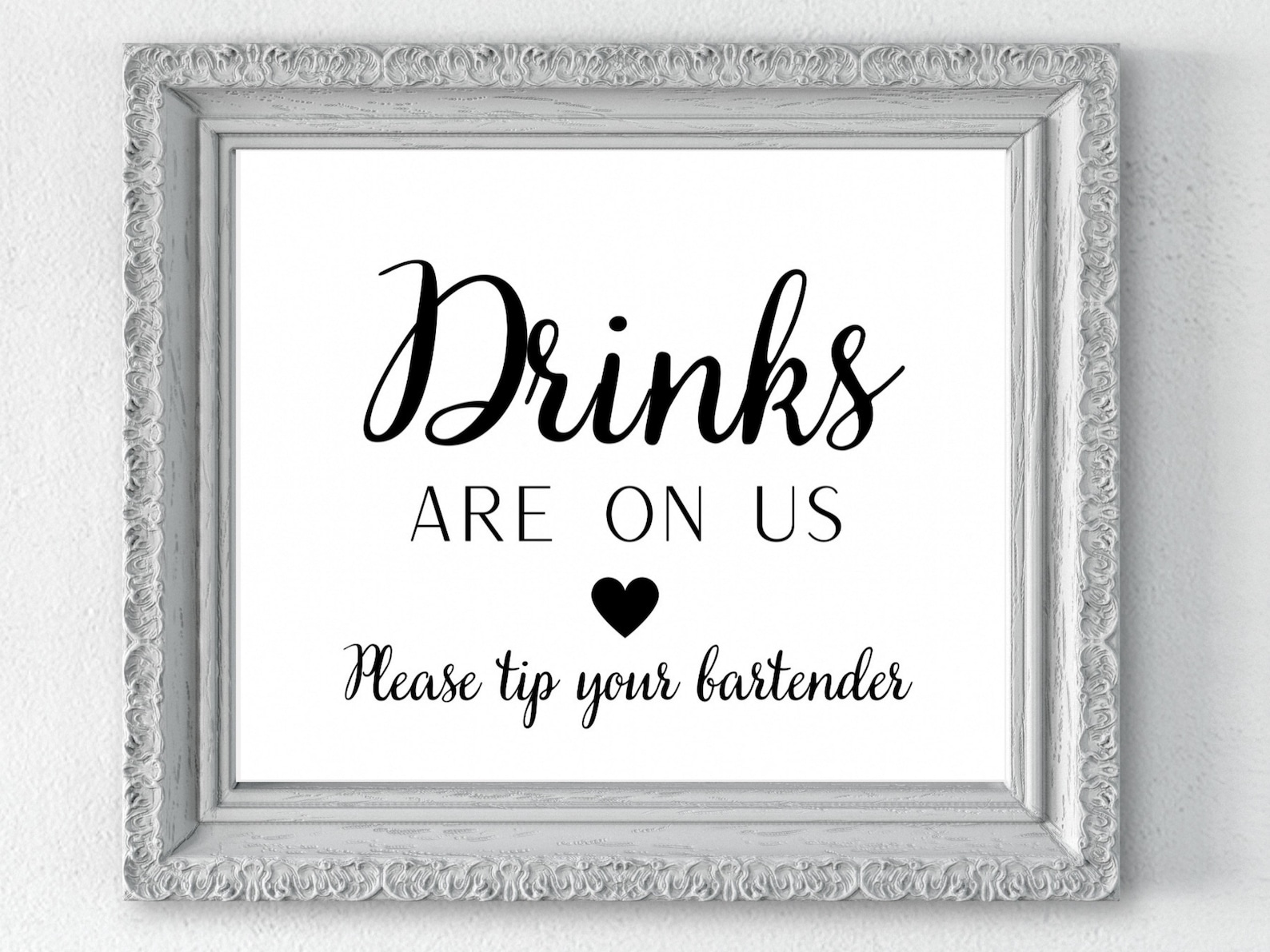 Drinks Are On Us Please Tip Bartender Wedding Bar Sign | Etsy