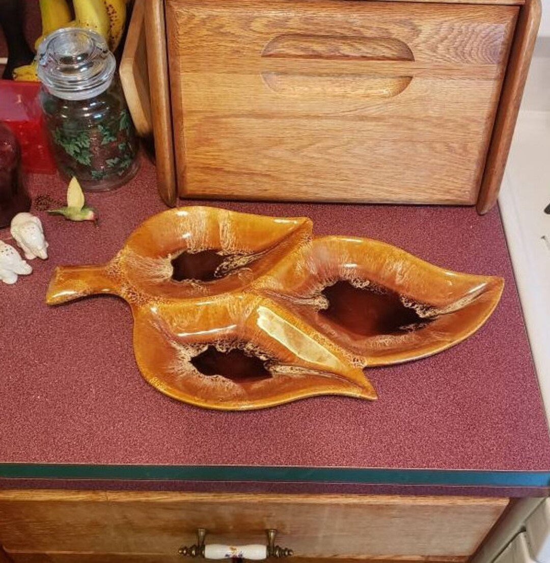 Vintage Wade of California Mid Century Divided Leaf Shaped Platter #721 ...