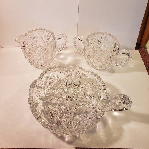 American Brilliant Cut..aka.. ABC Glass Creamer and Sugar with | Etsy