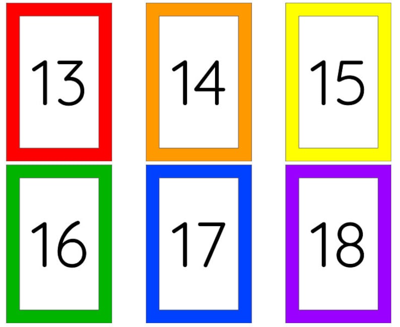 1-100 Printable Flashcards - PDF Print File - Numbers 1-100 Rainbow ...