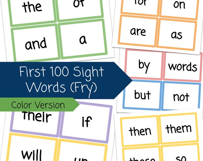 First 100 Fry Sight Words - Sight Word Flashcards - Etsy