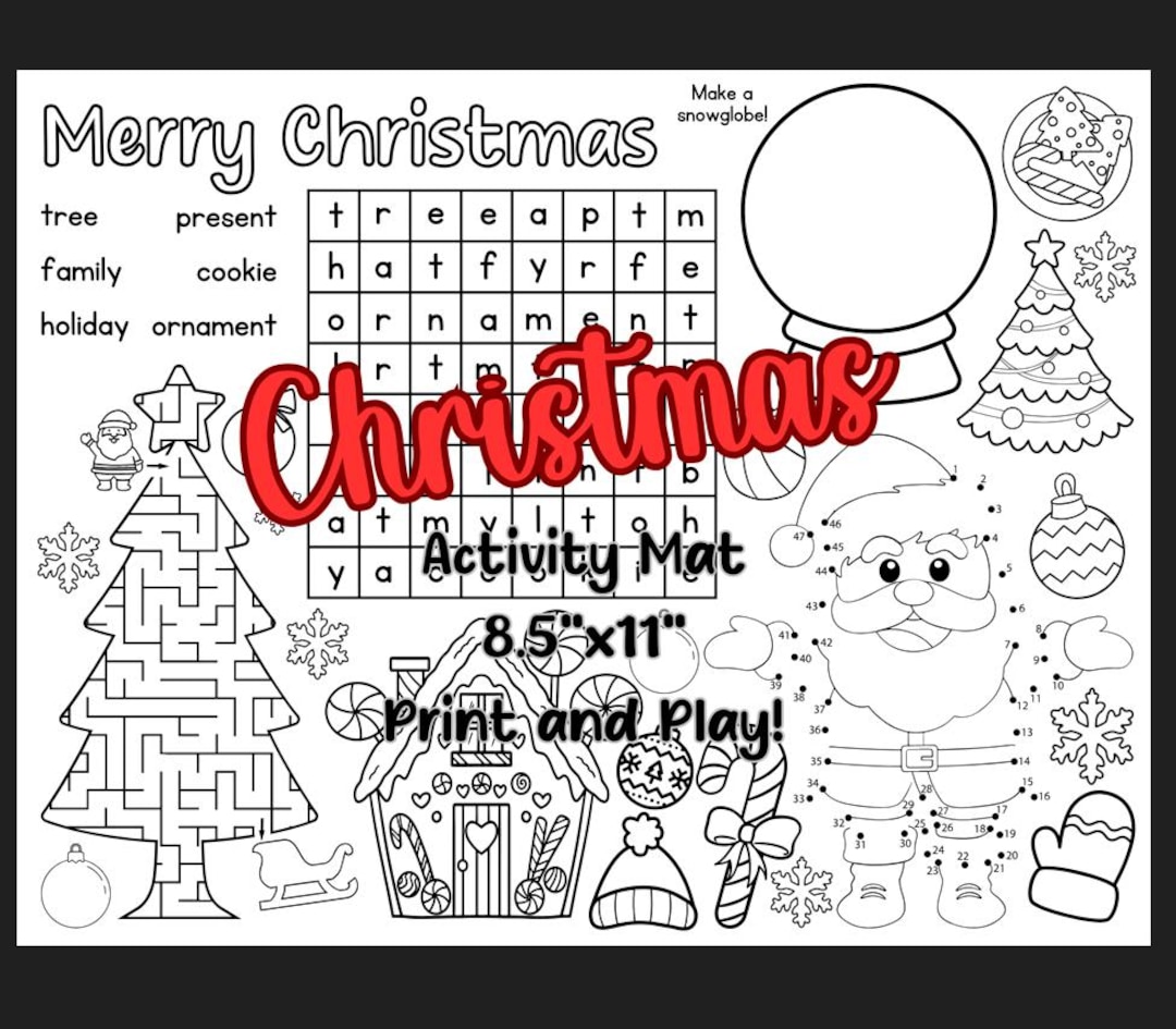 Christmas Activity Mat Printable - Christmas Activity PDF - Etsy