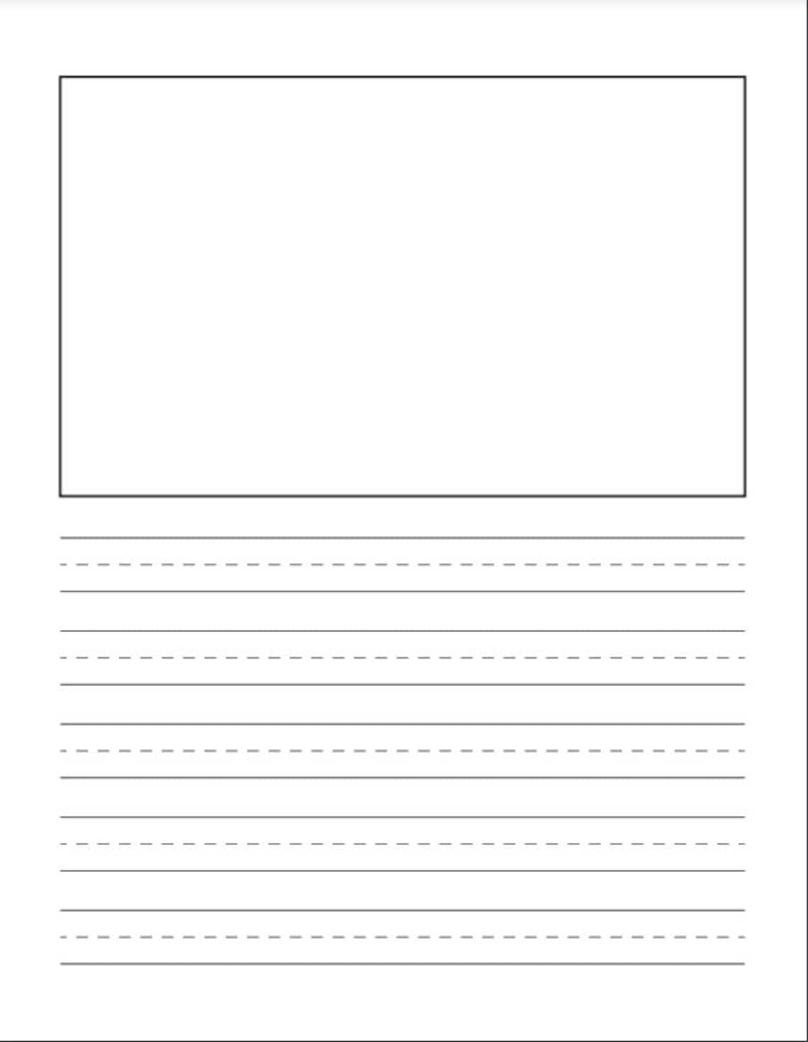 Lined Paper Printable - Handwriting Practice With Drawing Box Included ...
