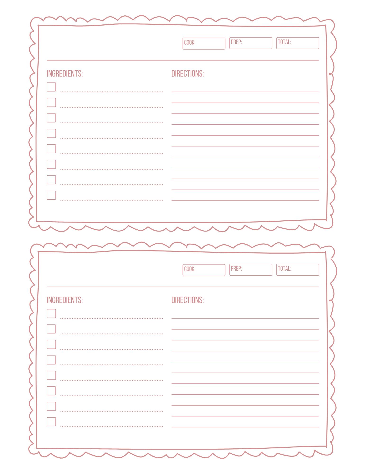 Printable Recipe Card Bundle - Etsy