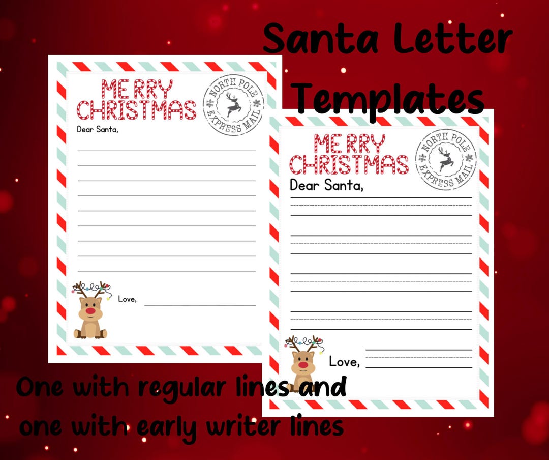 Santa Letter Templates, Wide and Primary Lines, Printable Pdf's - Etsy