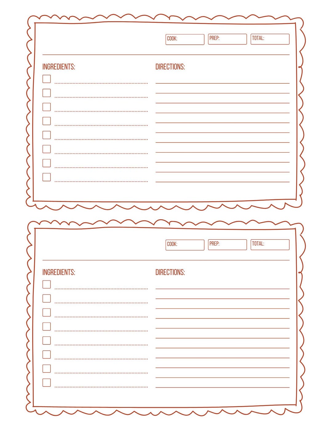 Printable Recipe Card Bundle - Etsy