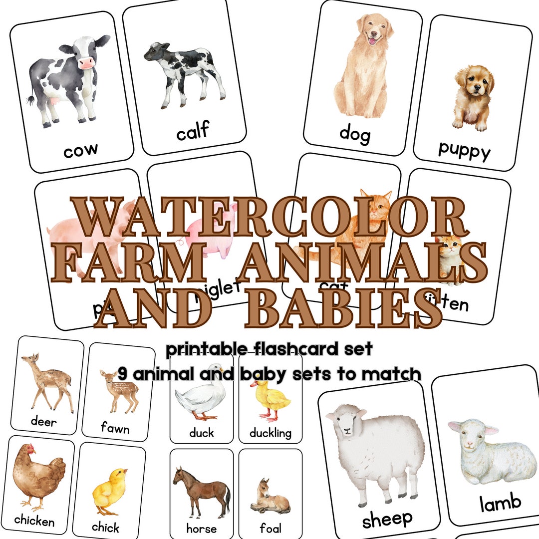 Farm Animals and Babies Matching Cards - Printable Matching Game - Etsy