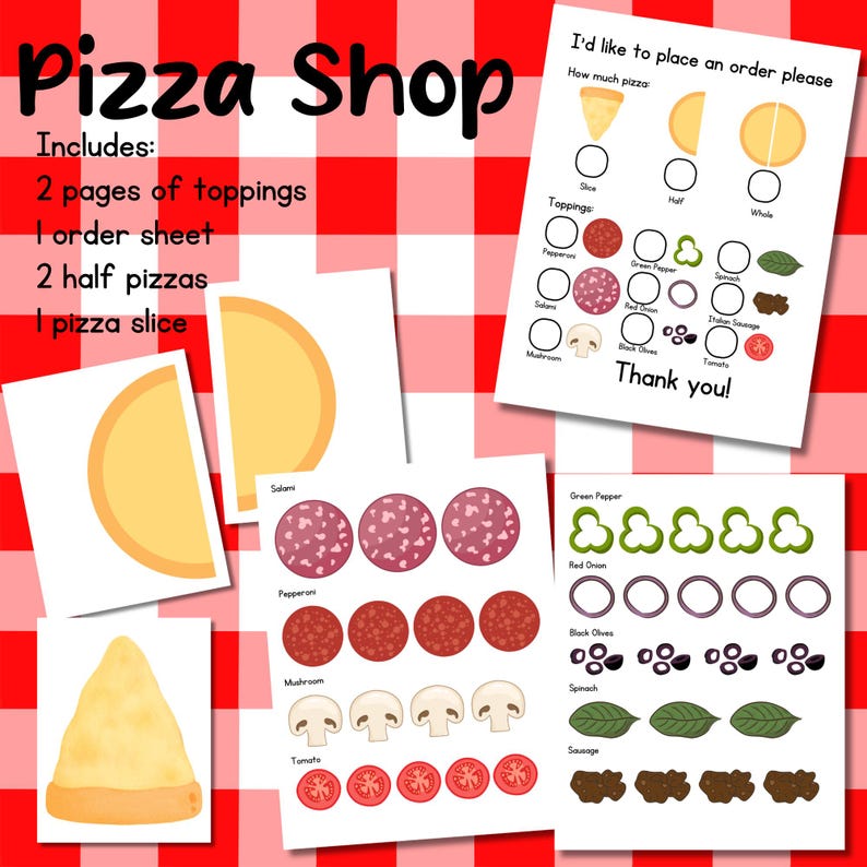 Pizza Shop Pretend Play Printable - Dramatic Play Center Idea - Etsy