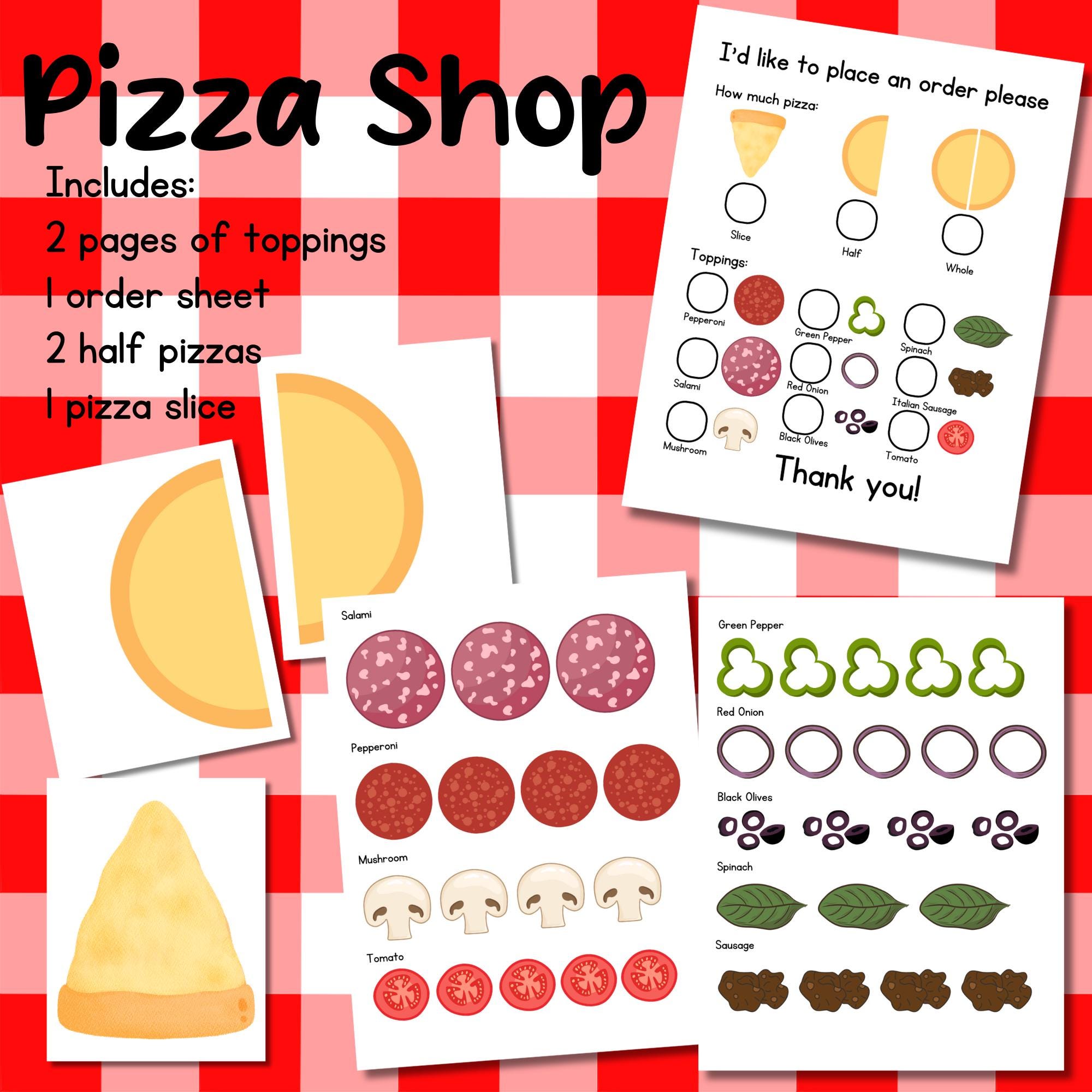 Pizza Shop Pretend Play Printable - Dramatic Play Center Idea - Etsy