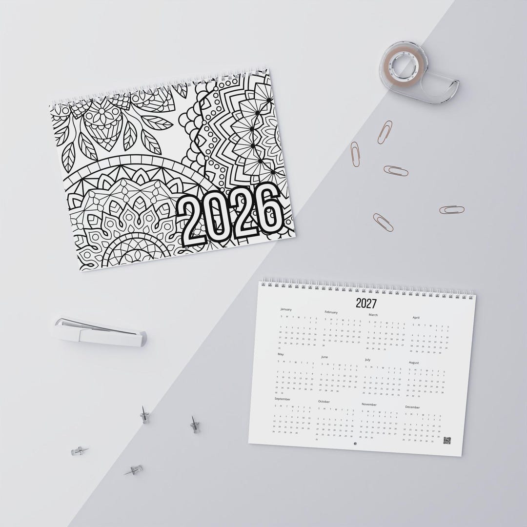 2026 Mandala Coloring Wall Calendar: Boho Desk Organizer (8.5"x11") - Etsy