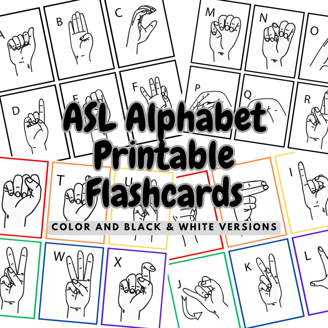 ASL Alphabet Flashcards - Printable PDF File - Etsy