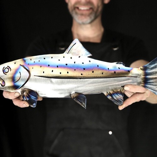 Large Mouth Bass Fish Metal Wall Art Sculpture Cabin Art - Etsy