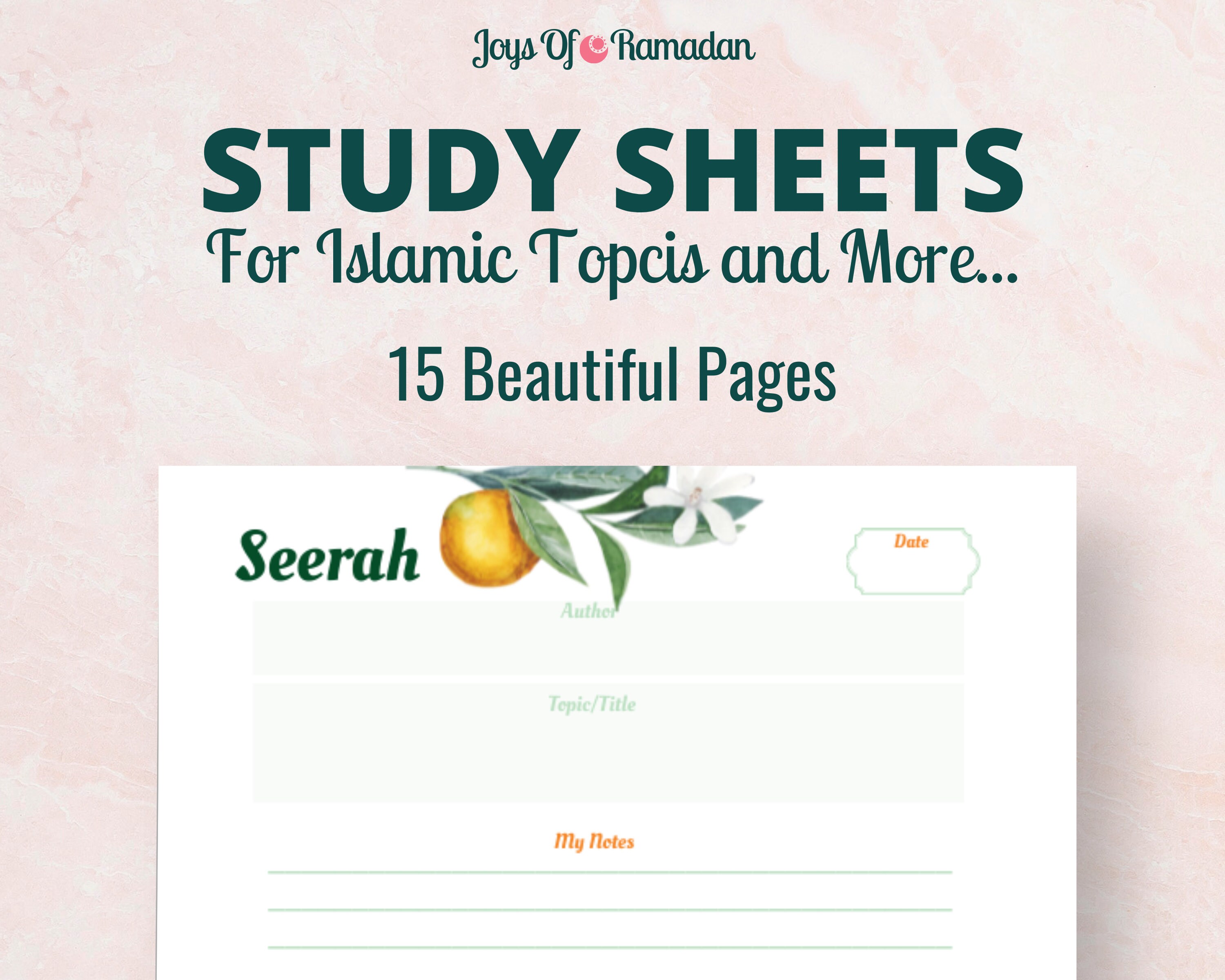 Study Sheets for Learning Quran, Seerah, Memorizing Quran, School ...