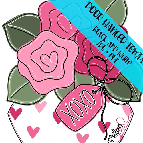 TEMPLATE Door Hanger: Valentine Flower Vase - Etsy