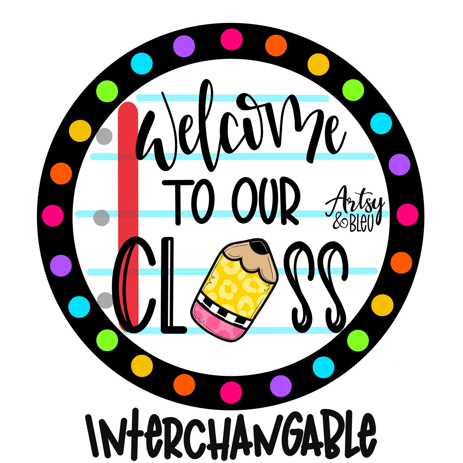 TEMPLATE Door Hanger: Teacher Interchangeable - Etsy