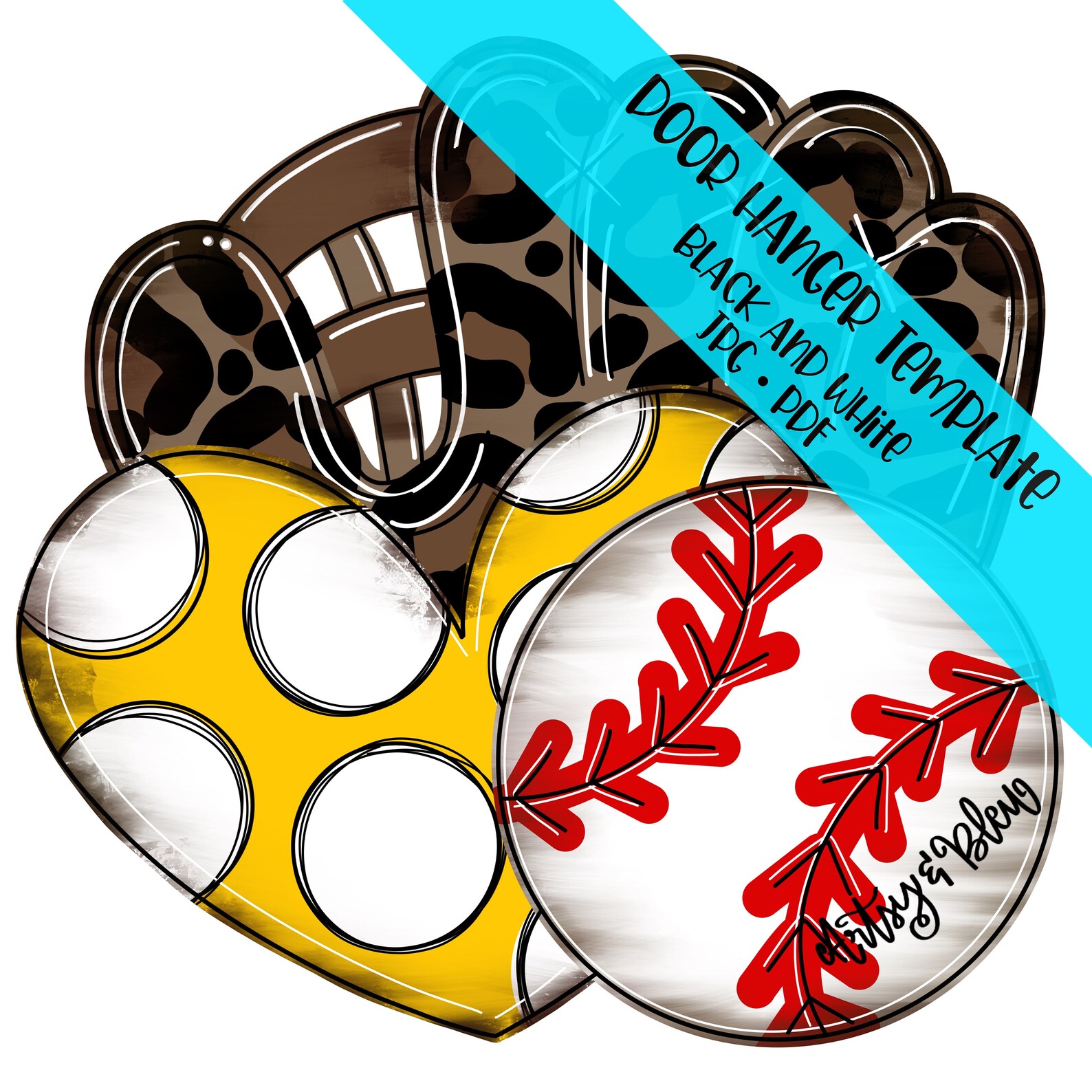 TEMPLATE Door Hanger: Baseball Softball - Etsy