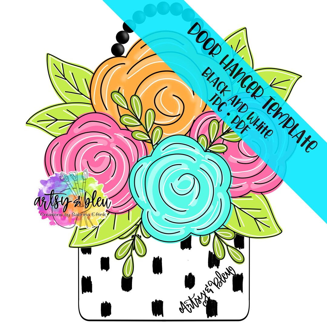 TEMPLATE Door Hanger: Spring Flowers - Etsy