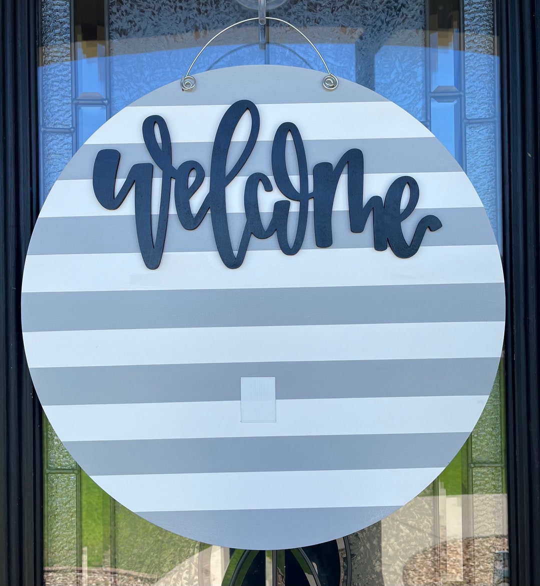 Interchangeable All Over Stripes Welcome/hello Base Door Hanger and 1 ...