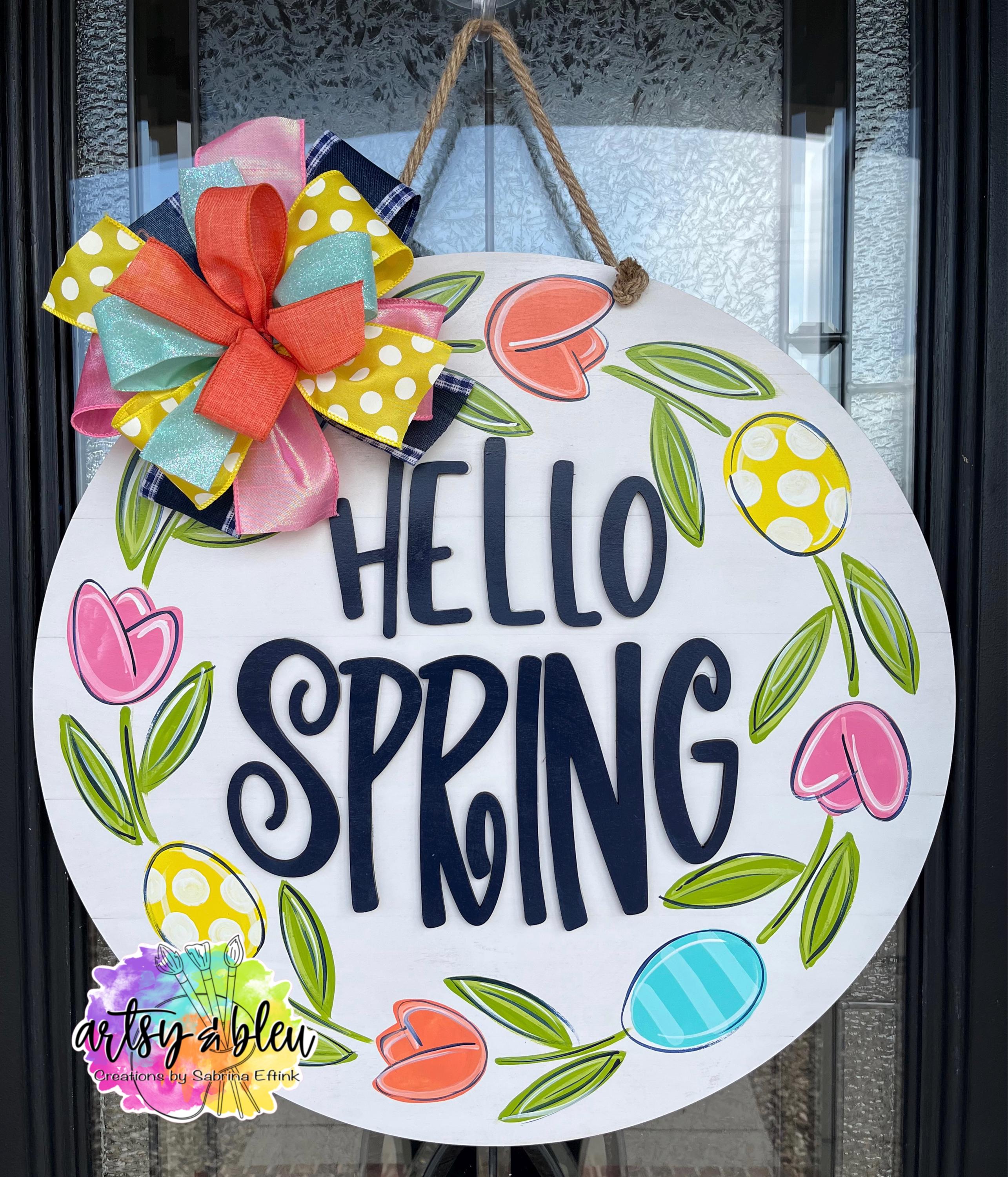 Hello Spring Round Door Hanger - Etsy