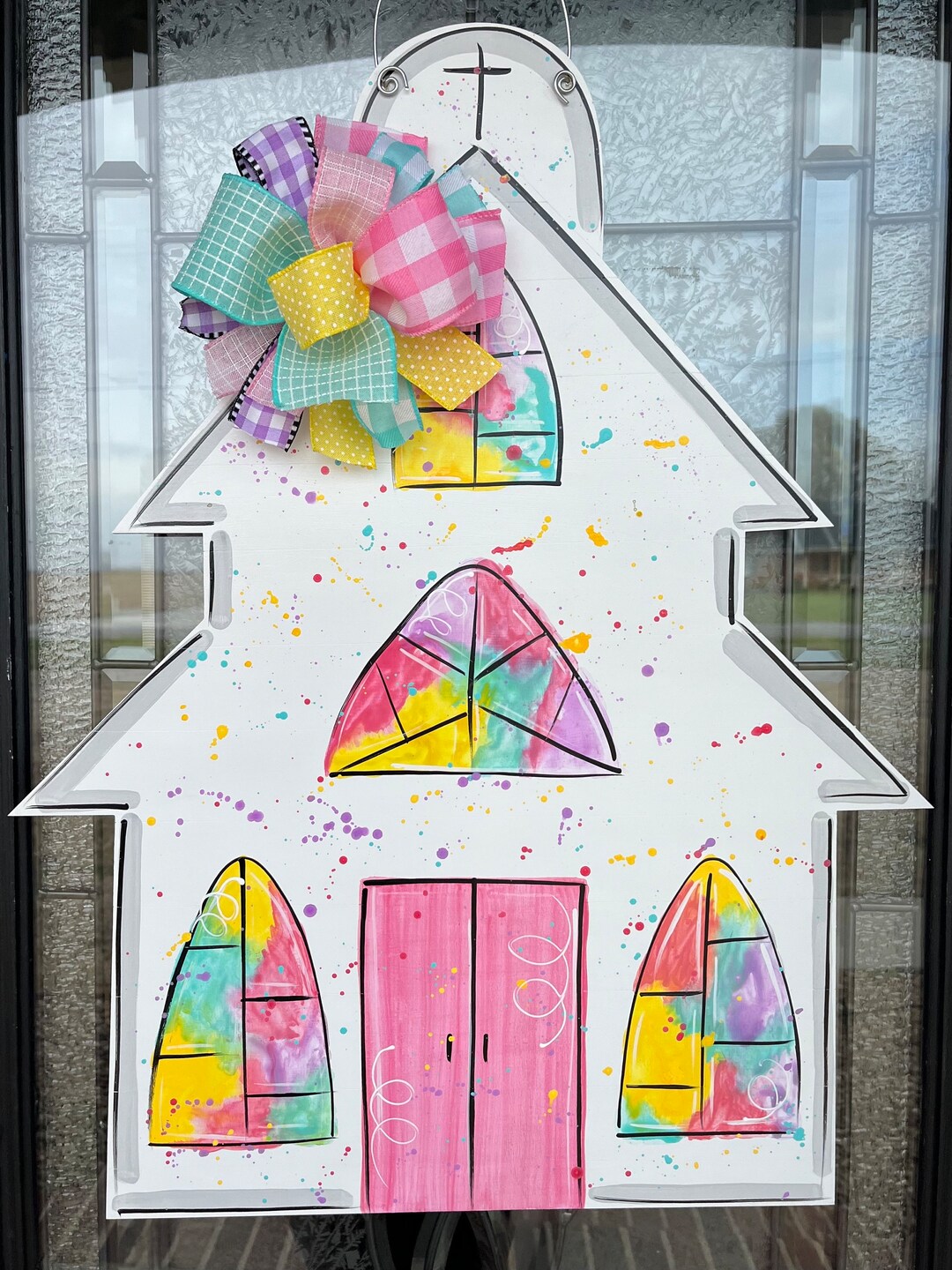 Watercolor Church Door Hanger - Etsy