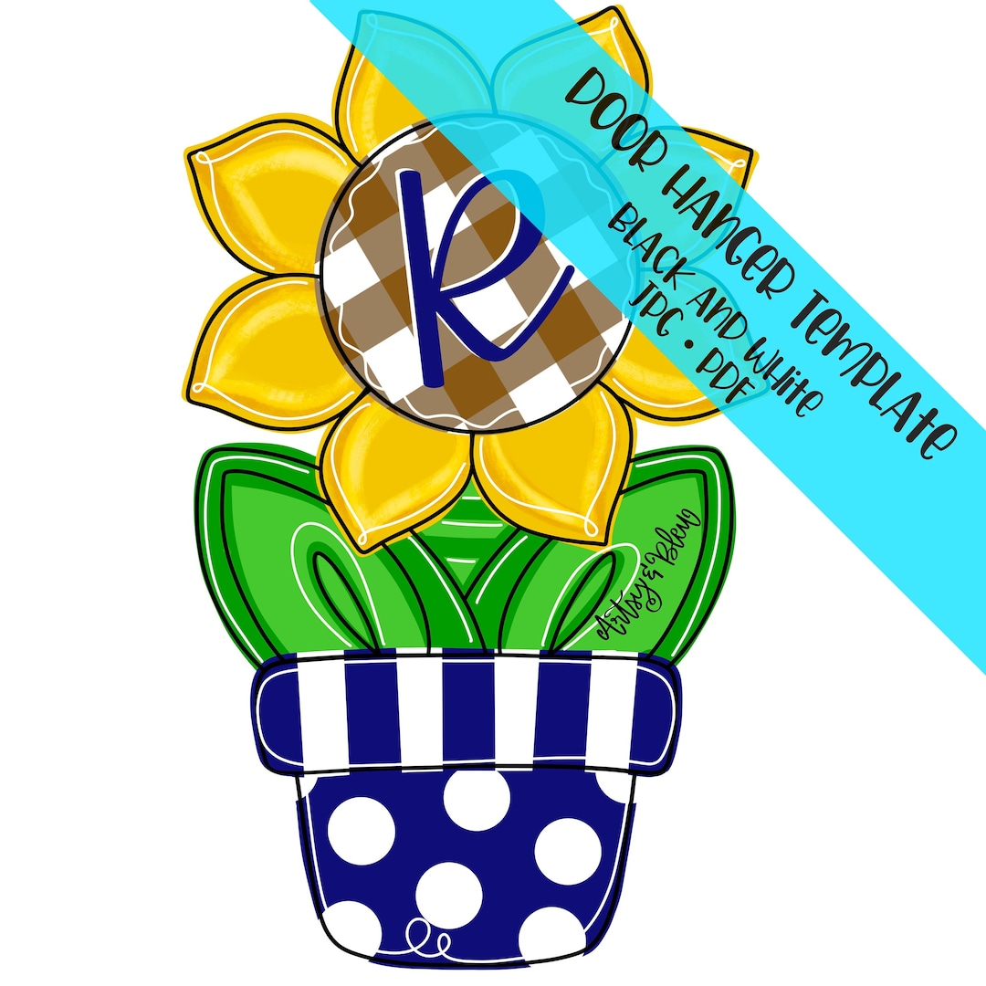TEMPLATE Door Hanger: Potted Sunflower - Etsy