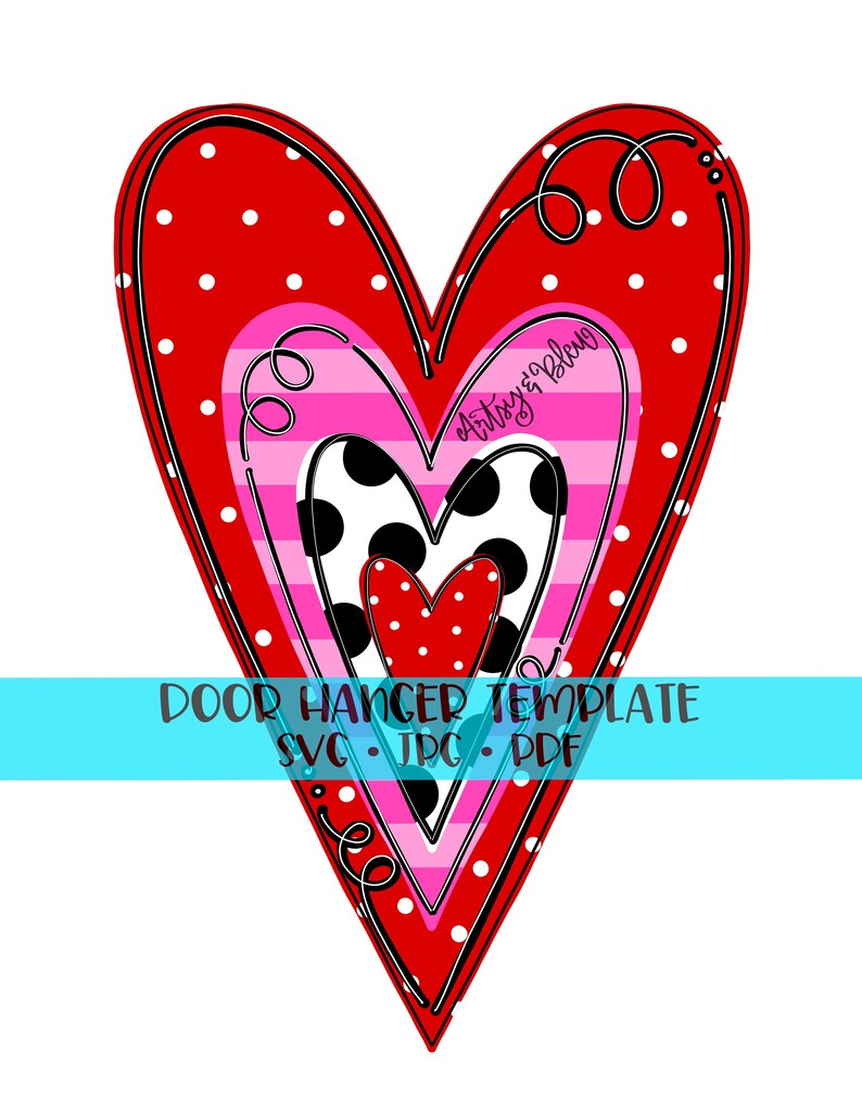TEMPLATE Door Hanger: Valentine Hearts - Etsy