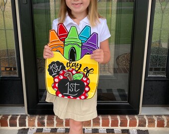 First Day of PRE-K2 2023 Sign Rainbow Back to School Chalkboard Sign ...