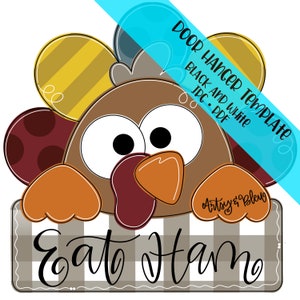 TEMPLATE Door Hanger: Turkey With Sign - Etsy