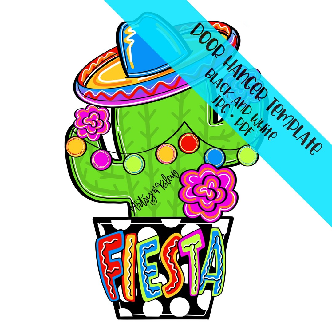 TEMPLATE Door Hanger: Fiesta Cactus - Etsy