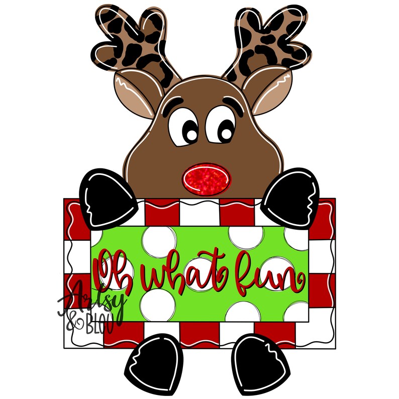 TEMPLATE DOOR HANGER: Reindeer | Etsy