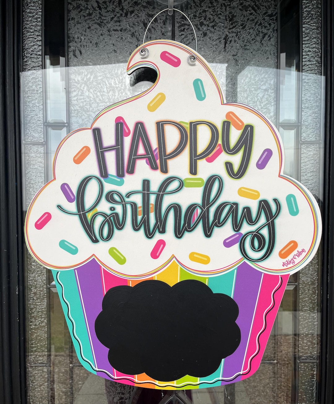 Chalkboard Birthday Cupcake Door Hanger - Etsy
