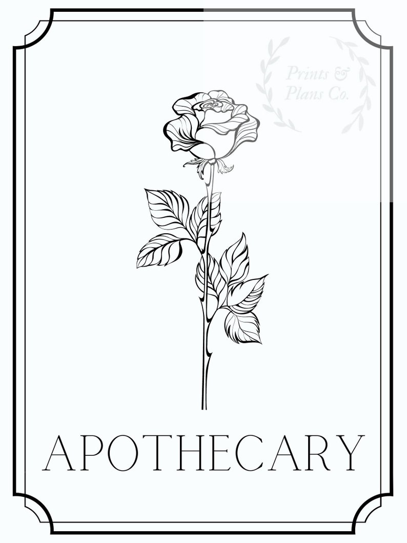 Rose Apothecary Digital Design, PDF Downloadable Print, Digital ...